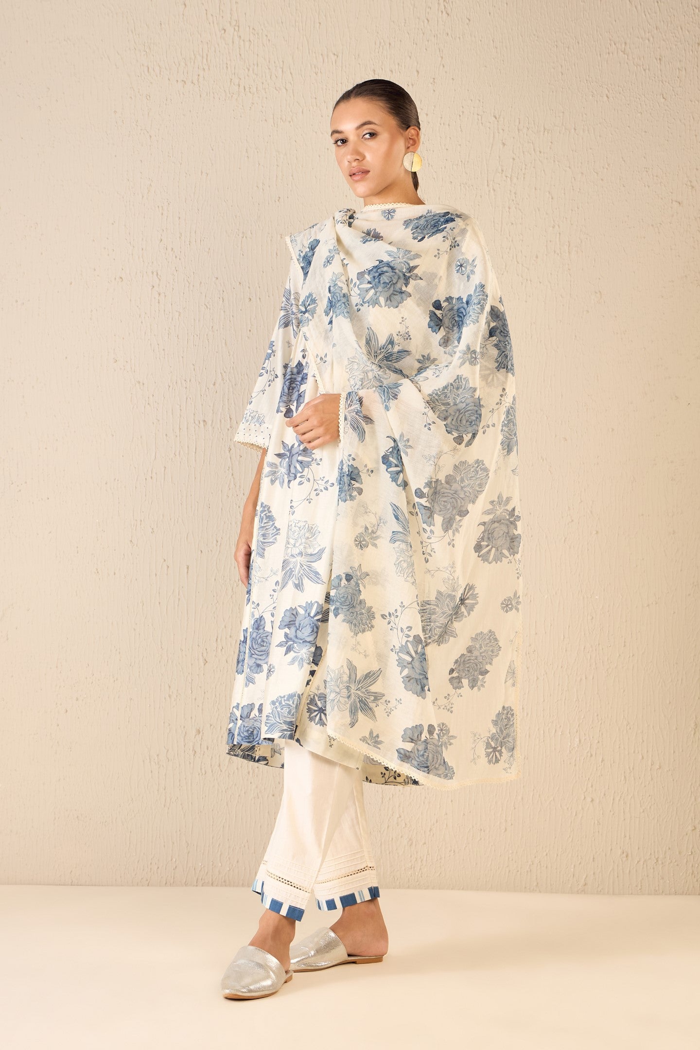 FLORAL FANTASY: BLUE FLORAL CHOGA SET – SHIVANI BHARGAVA