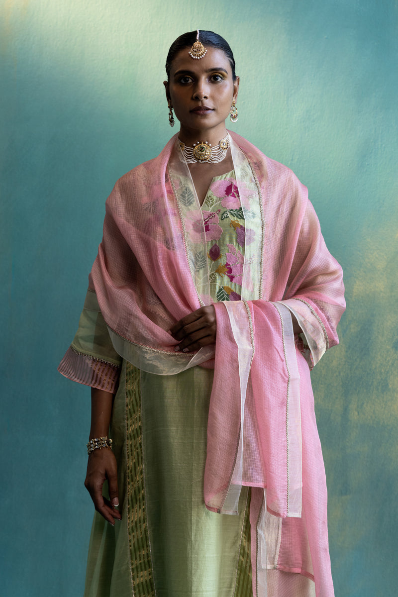 DIL-KASH OLD ROSE KOTA SILK WITH ORGANZA DUPATTA – SHIVANI BHARGAVA